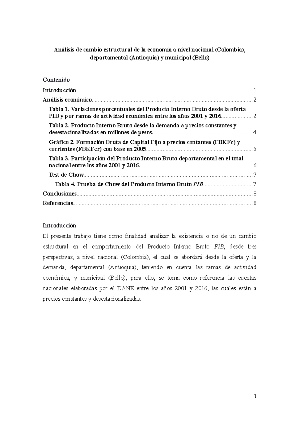 Análisis de cambio estructural de la economía a nivel nacional final ...