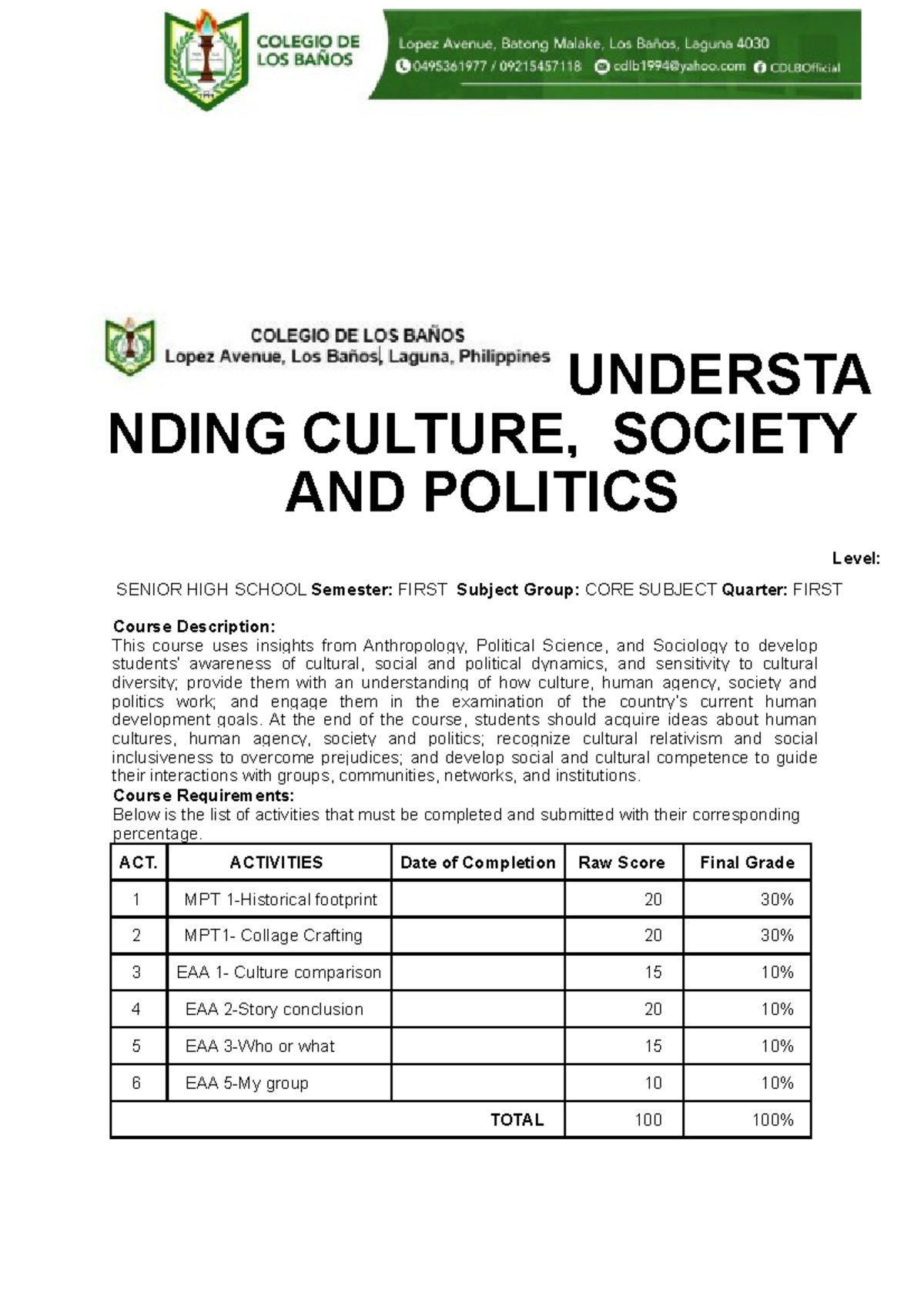 Edited-UCSP Final-COPY-Q1-SY-2022-23 - UNDERSTA NDING CULTURE, SOCIETY ...