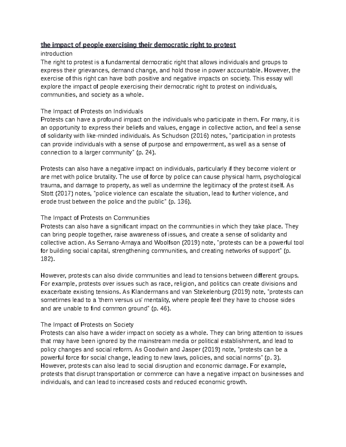 The impact of people exercising their democratic right to protest - the ...