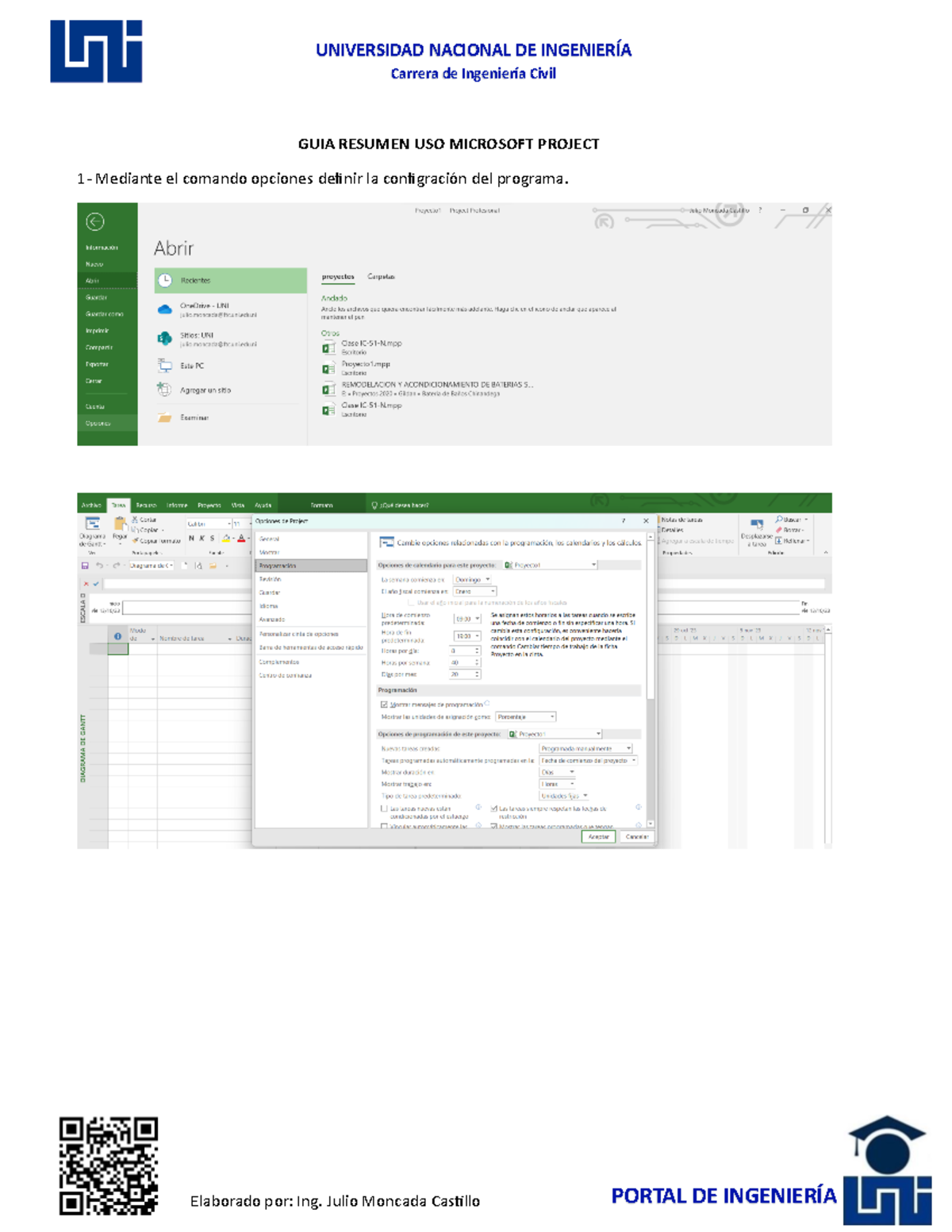 Guía resumen. Uso de Microsoft Project - Carrera de Ingeniería Civil GUIA RESUMEN USO MICROSOFT ...