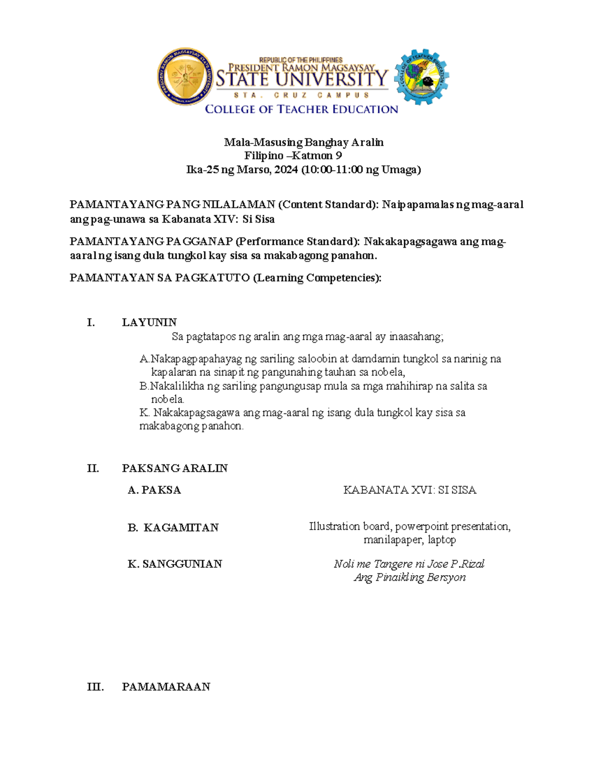 Etimolohiya lesson plan - Mala-Masusing Banghay Aralin Filipino –Katmon ...