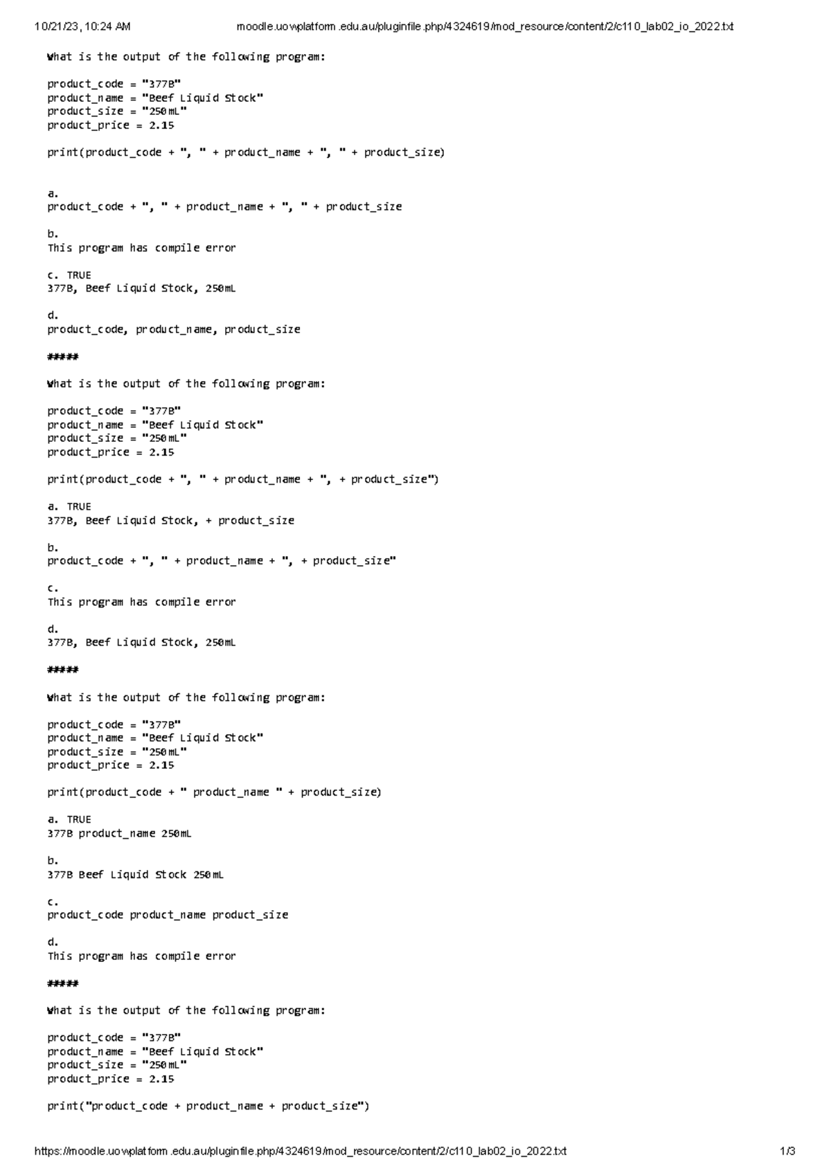 Solutions to Lab week 2 - 10/21/23, 10:24 AM - Studocu