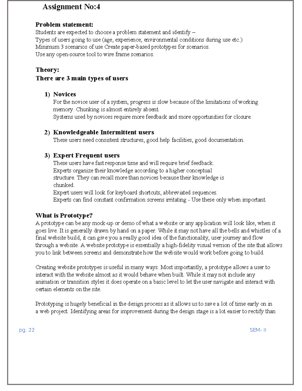 Assignment No 4 HCIL - Assignment No: Problem statement: Students are expected to choose a ...
