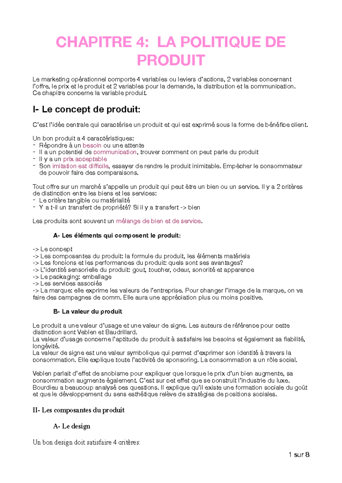 Chap 4 marketing - CHAPITRE 4: LA POLITIQUE DE PRODUIT Le marketing ...