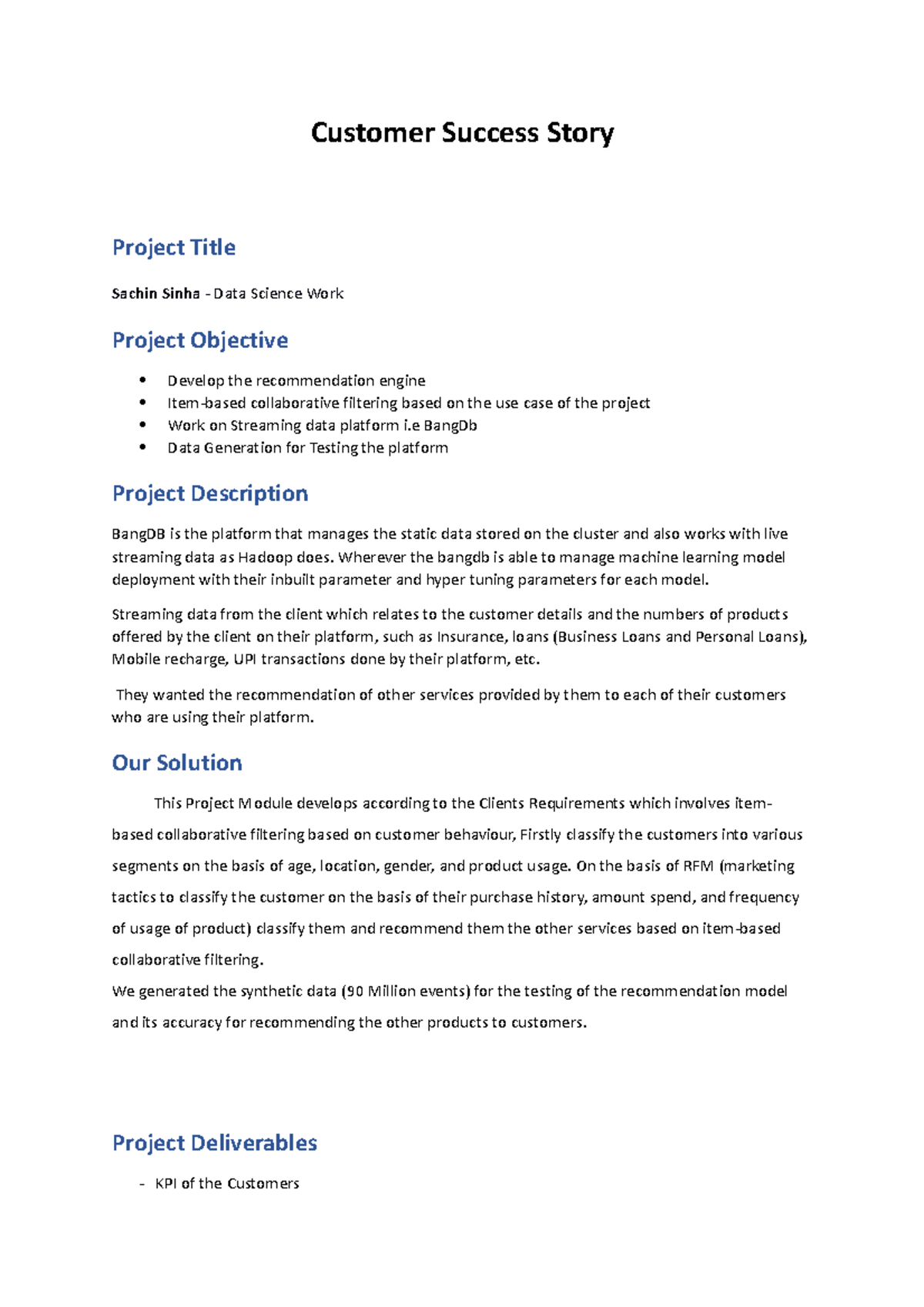 Sachin Success Story - Customer Success Story Project Title Sachin ...