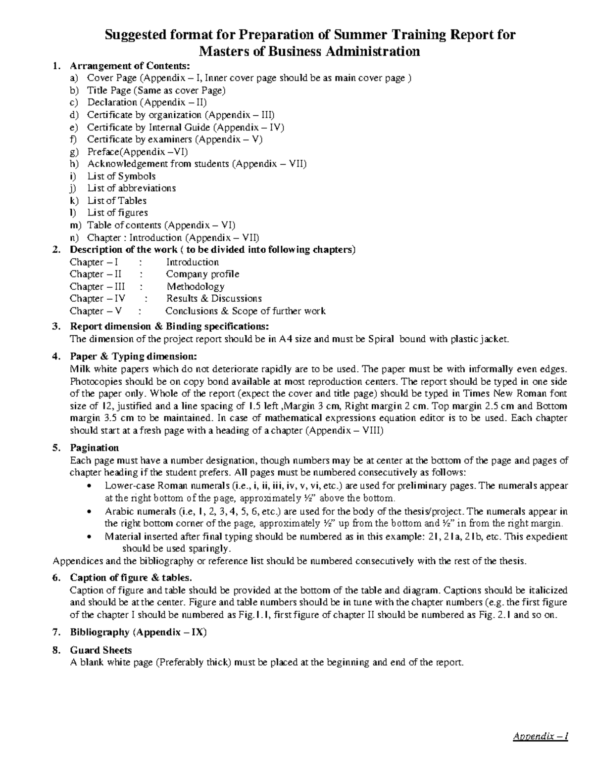 Format of Summer Training Report NSU - Suggested format for Preparation ...
