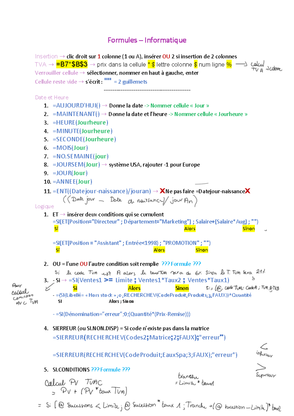 Formules-informatique note de cours - Formules – Informatique Insertion ...