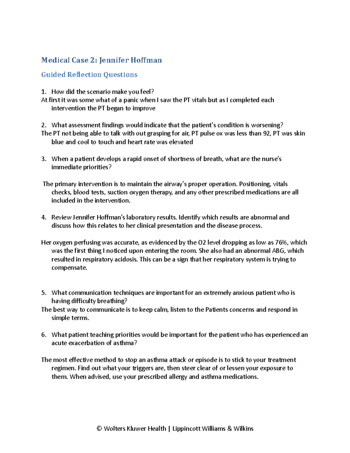 Medical Case 02 Jennifer Hoffman GRQ Edited (1) - Medical Case 2: Jennifer Hoffman Guided ...