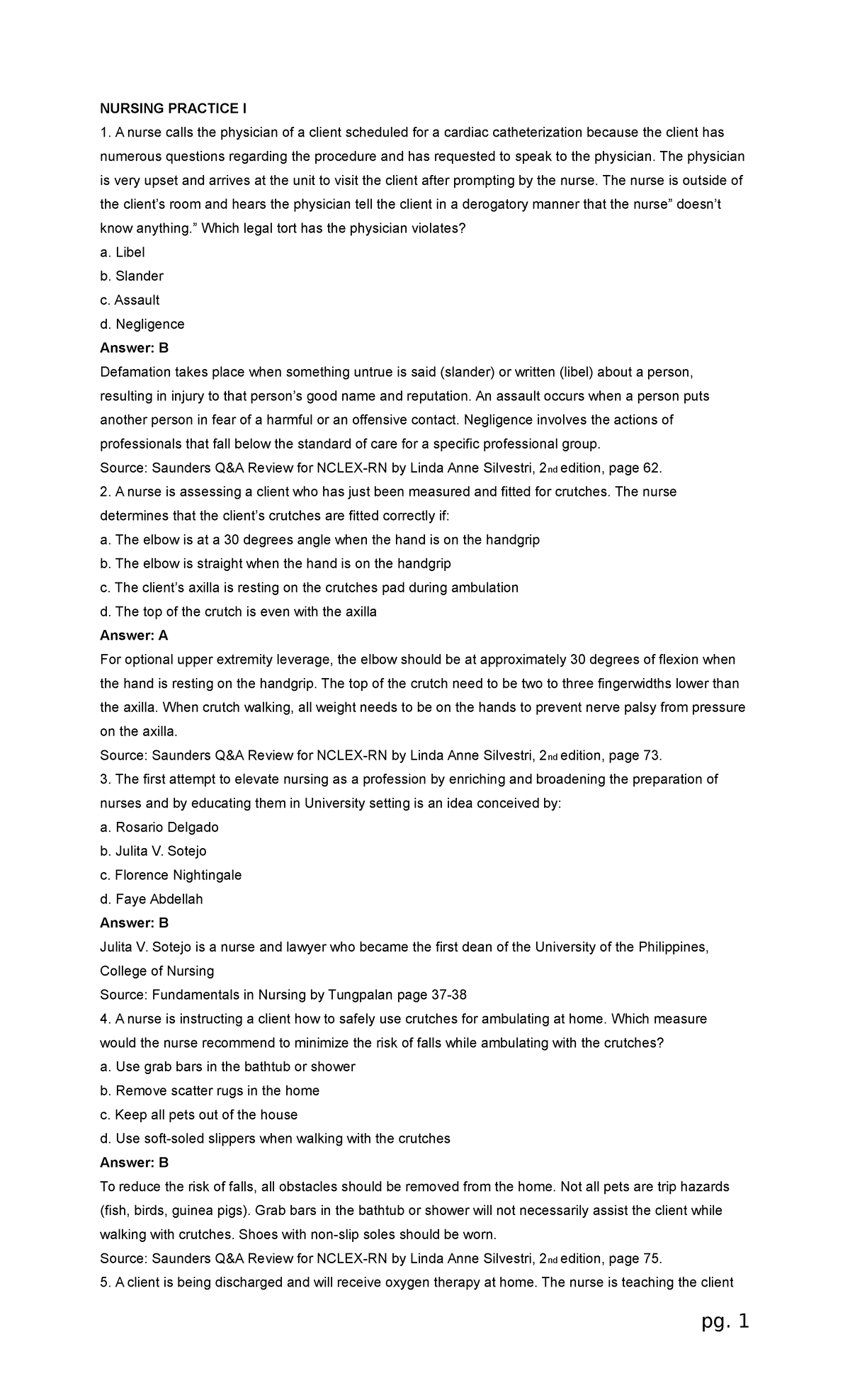 Board exam compilation book 1 with rationale 1 - NURSING PRACTICE I A ...