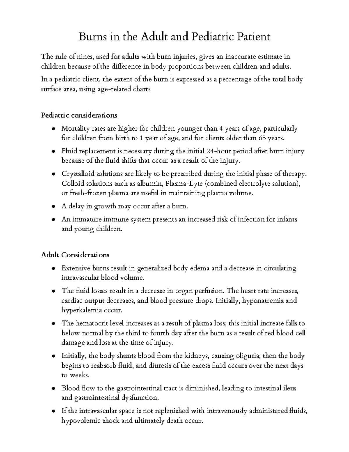 Burns in the Adult and Pediatric Patient - In a pediatric client, the ...