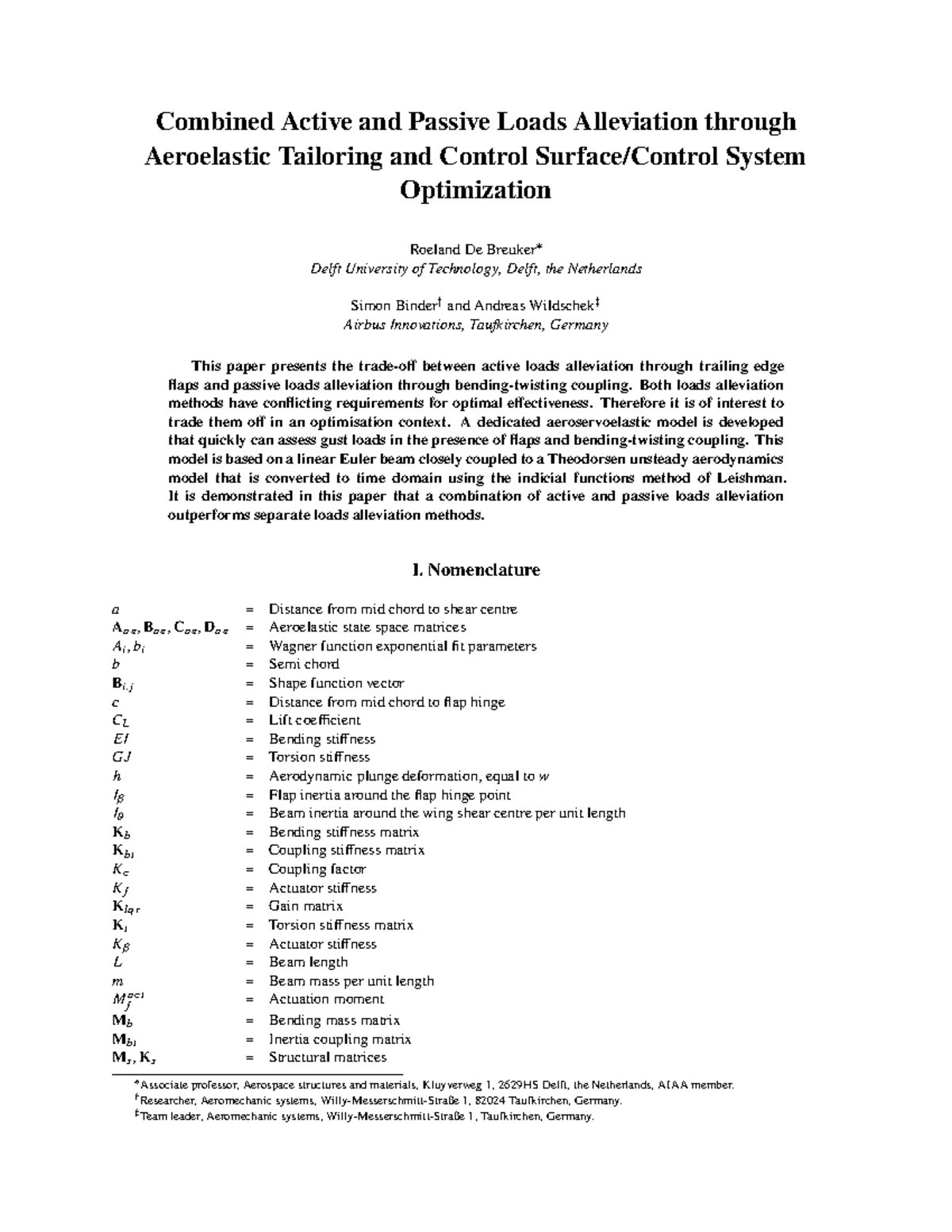 Combined Active And Passive Loads Alleviation Through Aeroelastic Tailoring And Control Surface