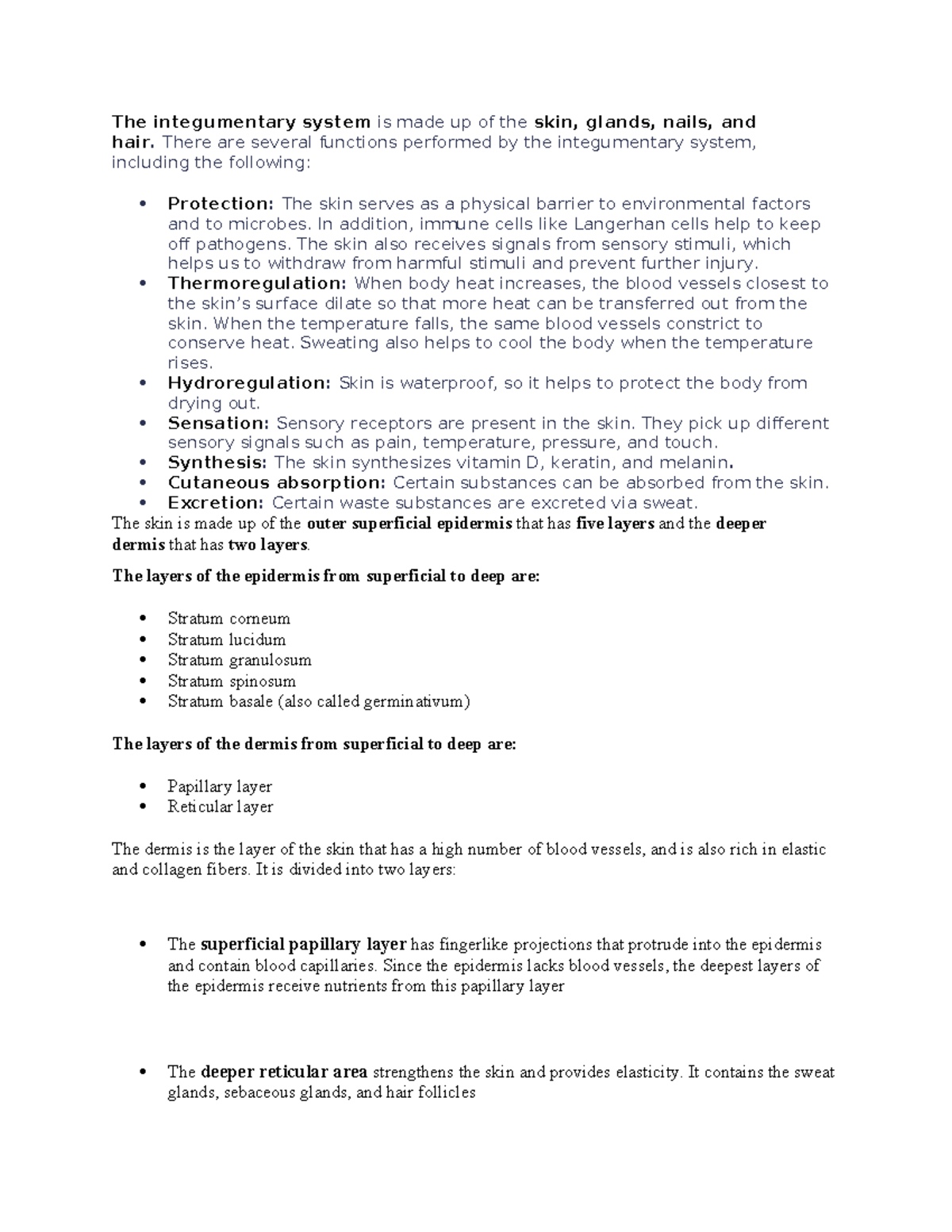 Integumentary- Review - The integumentary system is made up of the skin ...