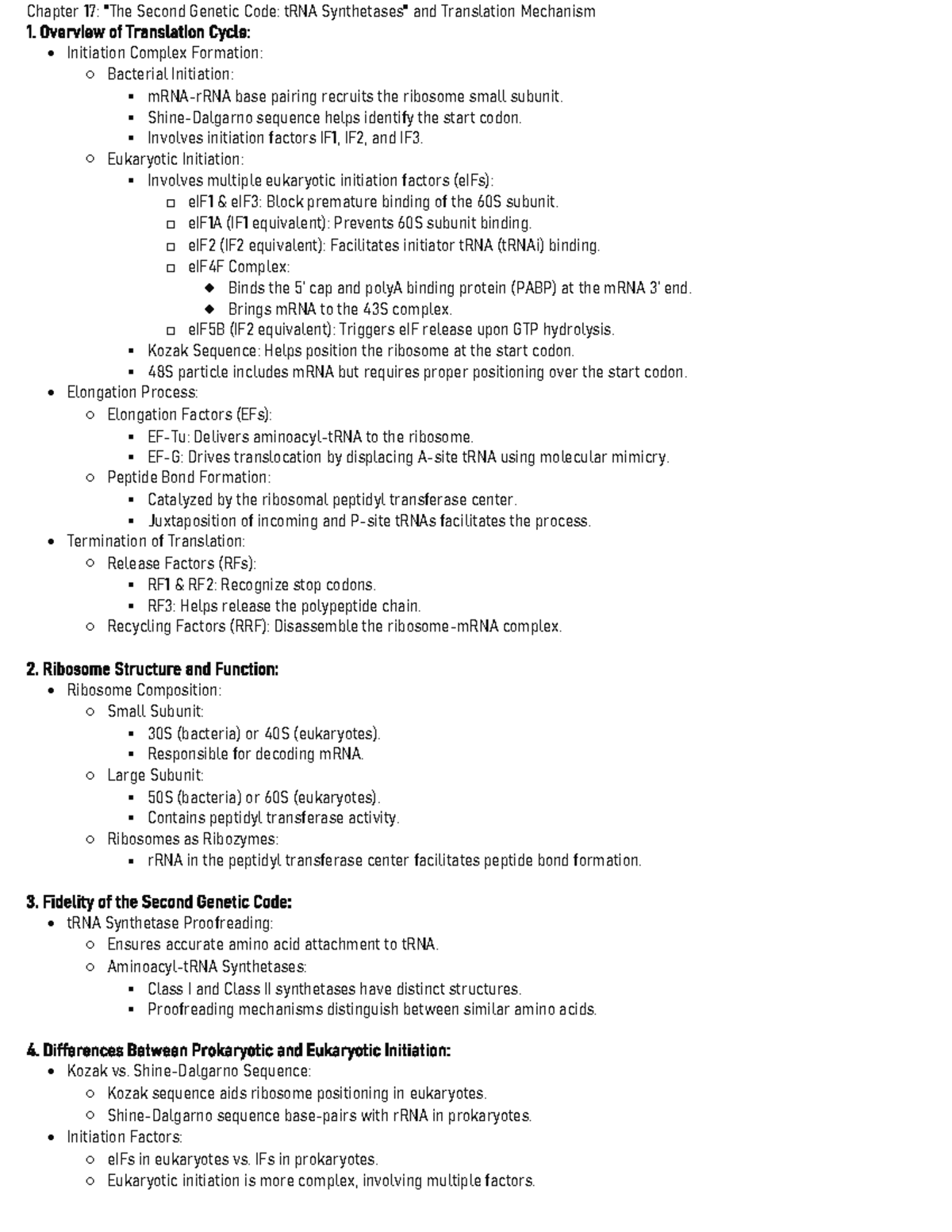 Detailednotes - Notes for BIO 302 - Chapter 17: "The Second Genetic ...