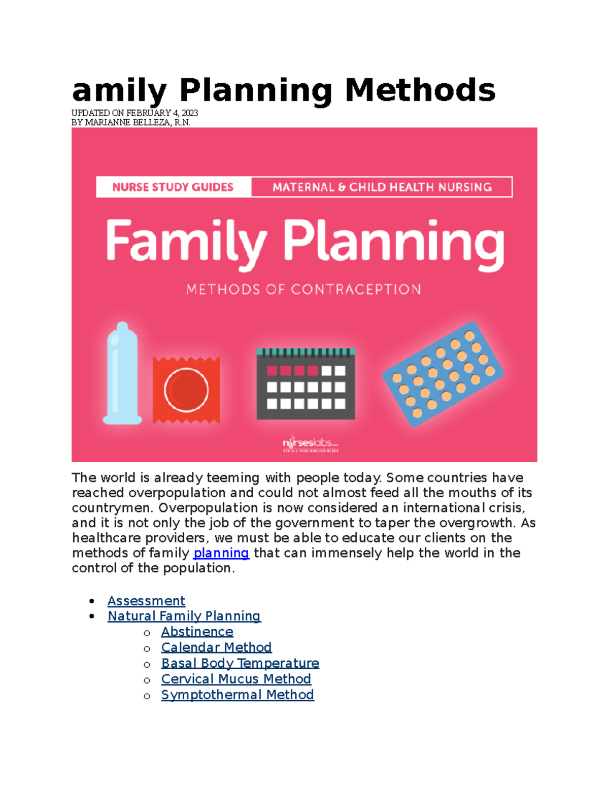 FAmily Planning Methods - amily Planning Methods UPDATED ON FEBRUARY 4 ...