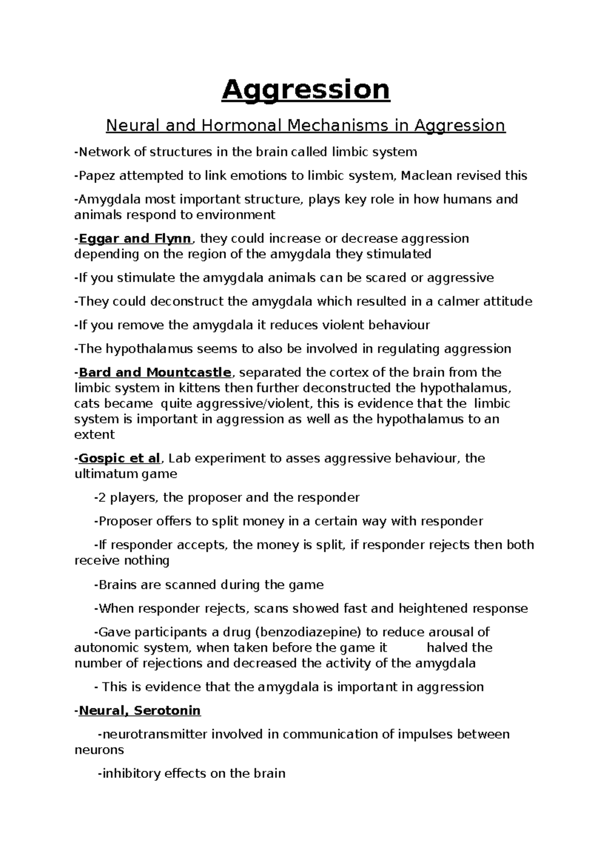 Aggression - Aggression Neural and Hormonal Mechanisms in Aggression ...