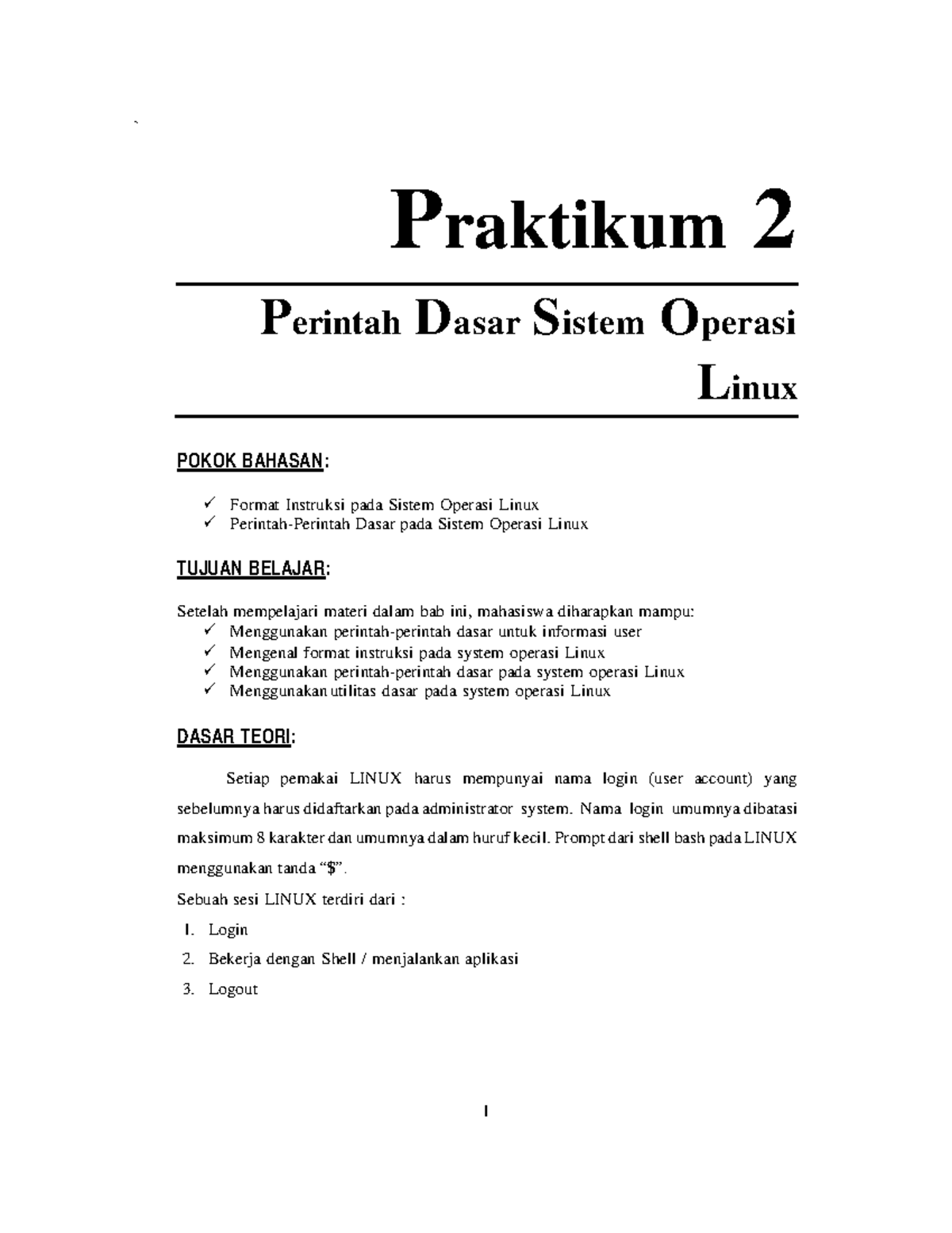 Laporan Praktikum Perintah Dasar Linux - ` Praktikum 2 Perintah Dasar ...