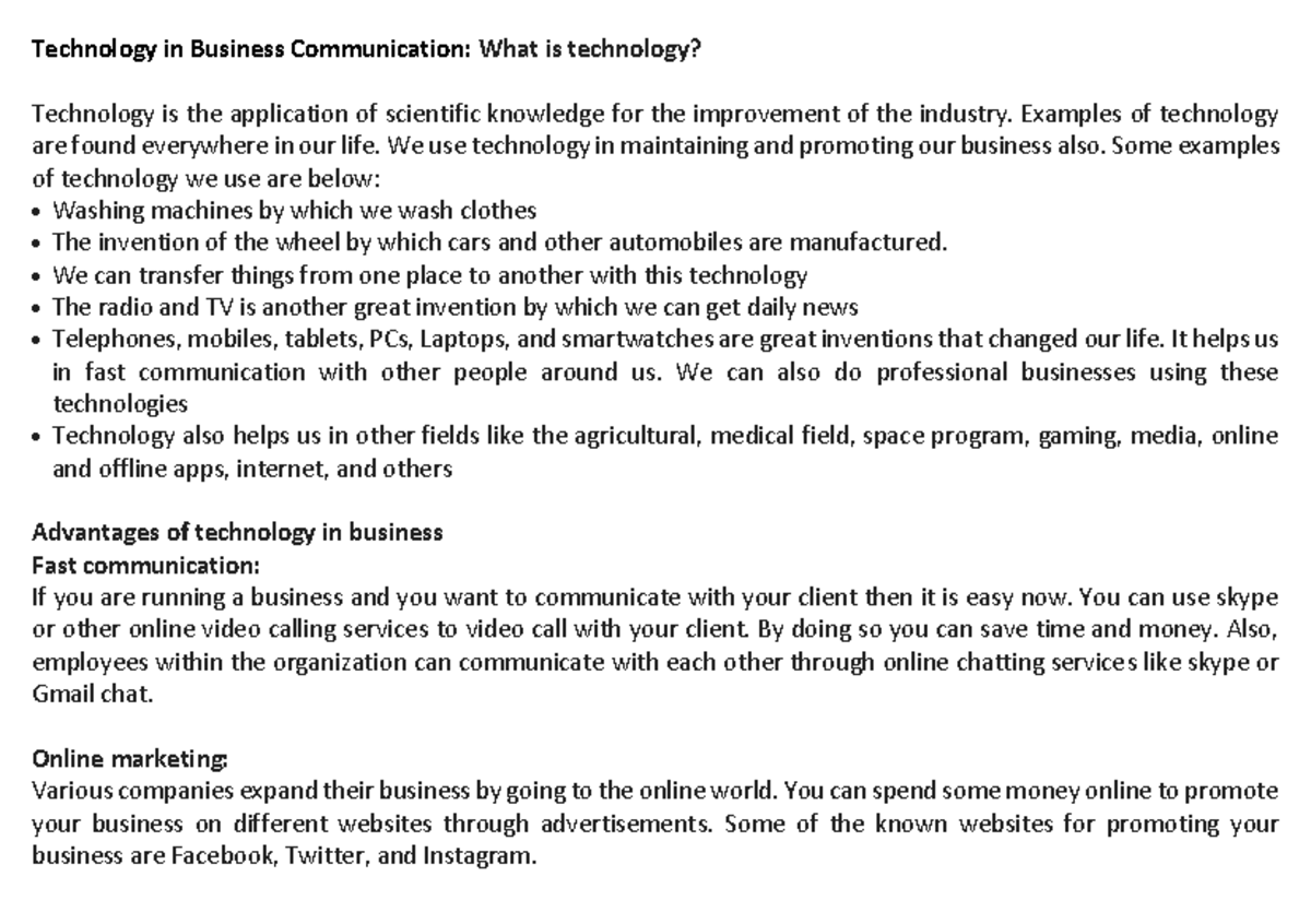 Technology in Business Communication - Examples of technology are found ...