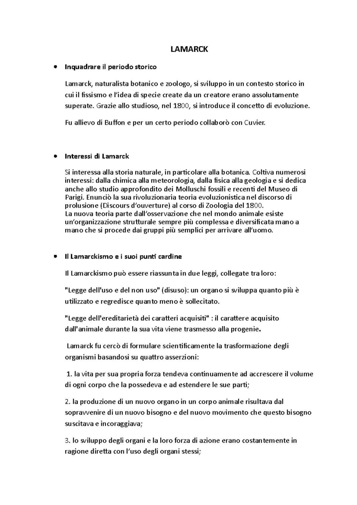 Lamarck - LAMARCK Inquadrare il periodo storico Lamarck, naturalista ...