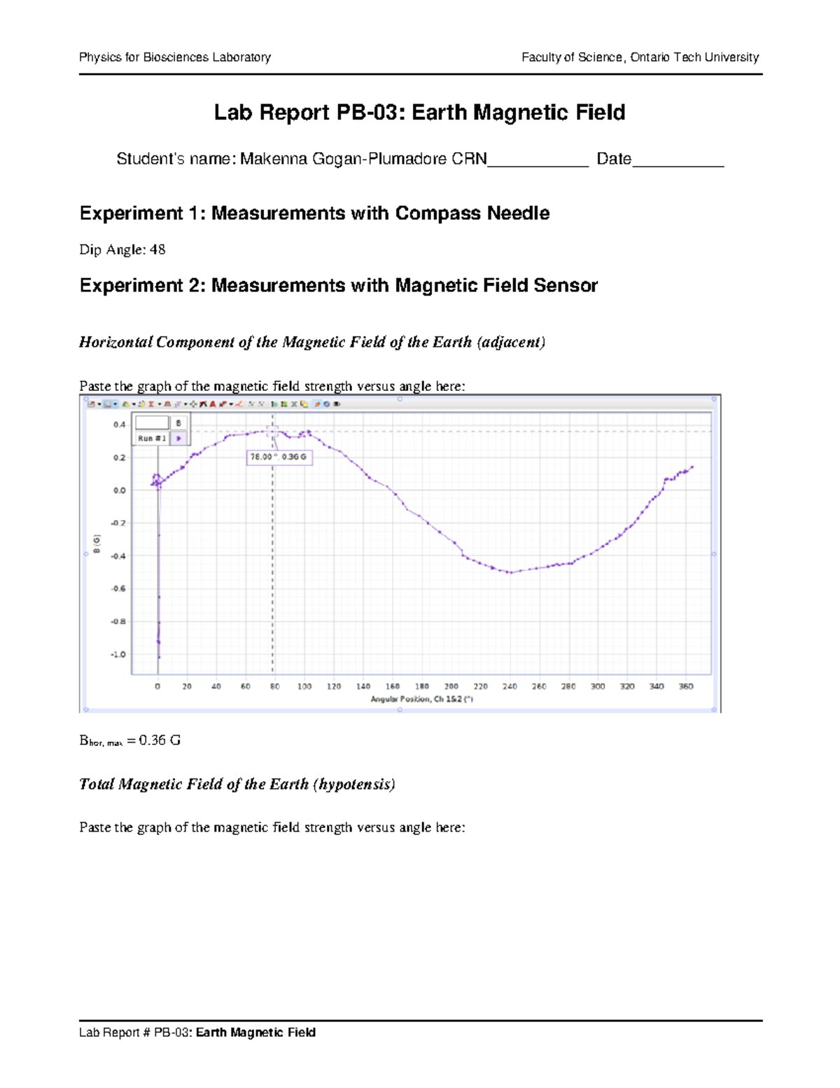 Report Earth Mag Field - Physics for Biosciences Laboratory Faculty of ...