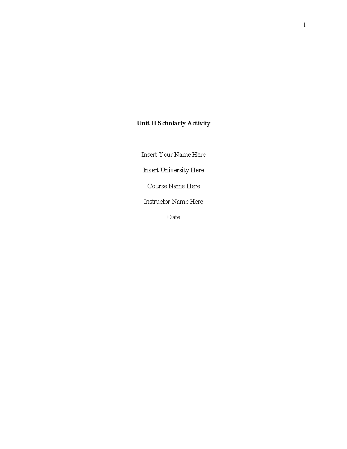 Unit II Template - A pluss assignment work - Unit II Scholarly Activity ...