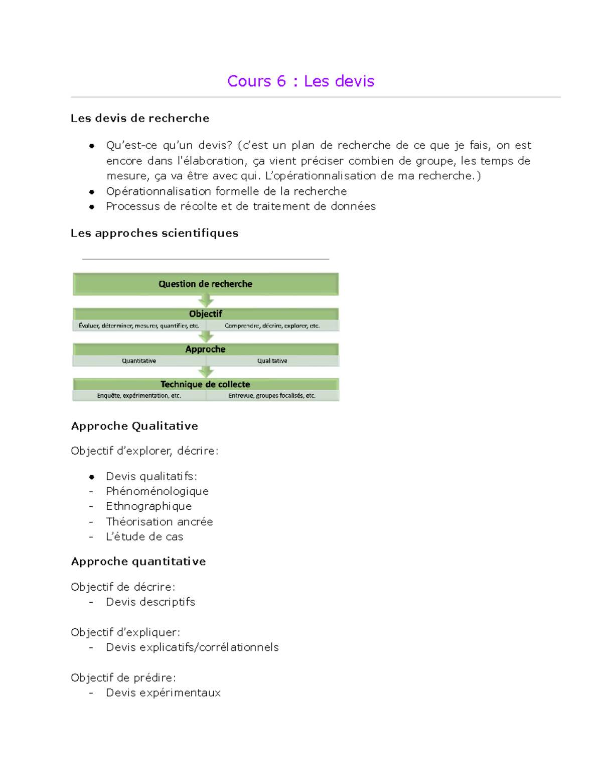 Cours 6 Les devis - Cours 6 : Les devis Les devis de recherche Qu’est ...