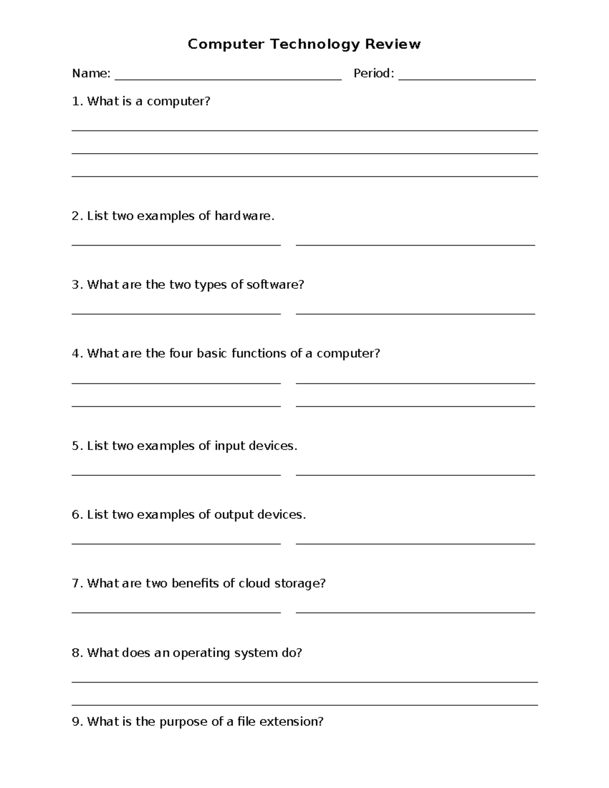 Computer Technology Overview Worksheet-6ae705-0e911f - Computer ...