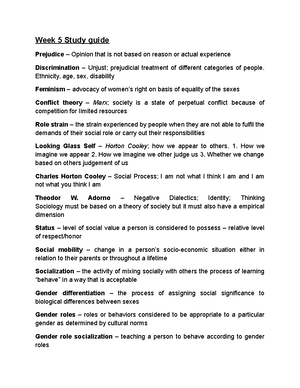 SOCS Week 5 Study Guide - Quiz 5 notes - Prejudice - A negative ...