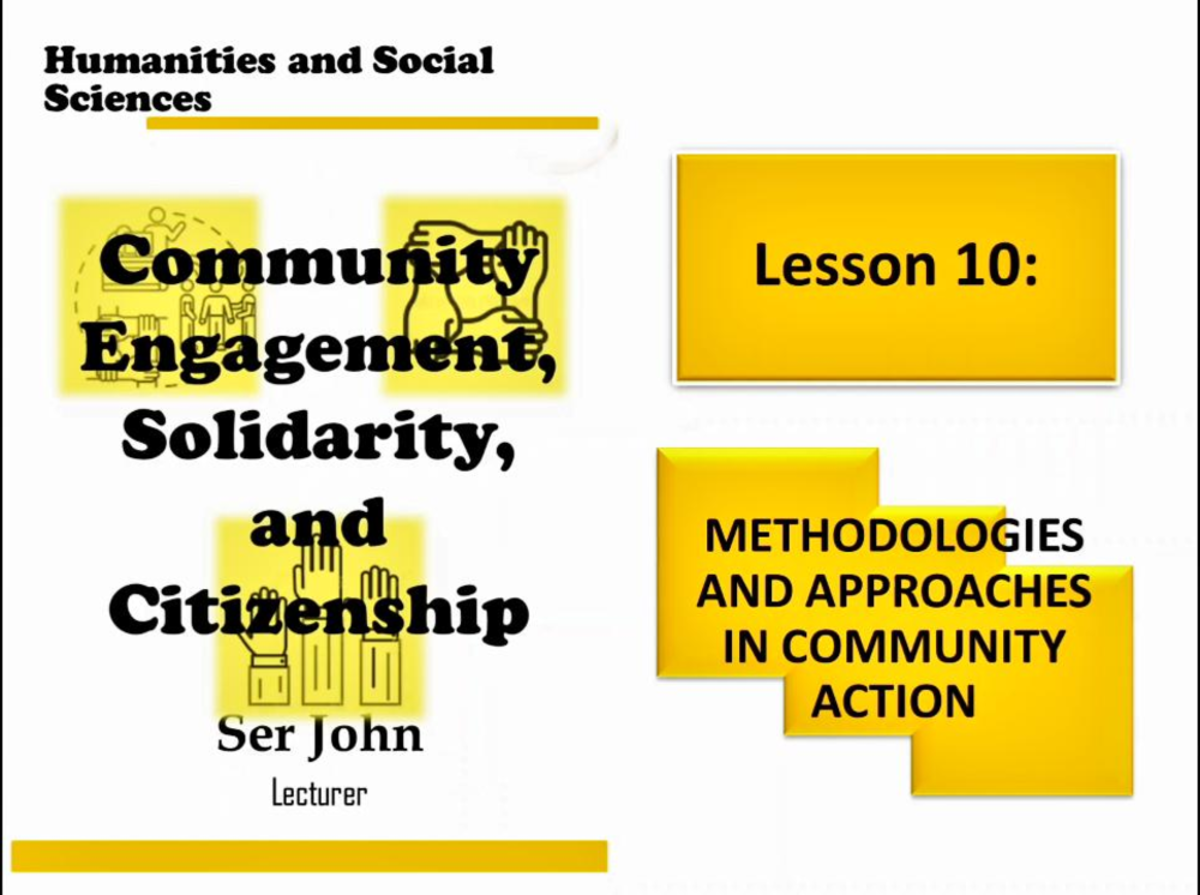 Lesson 10 - Methodologies and Approaches in Community Action ...