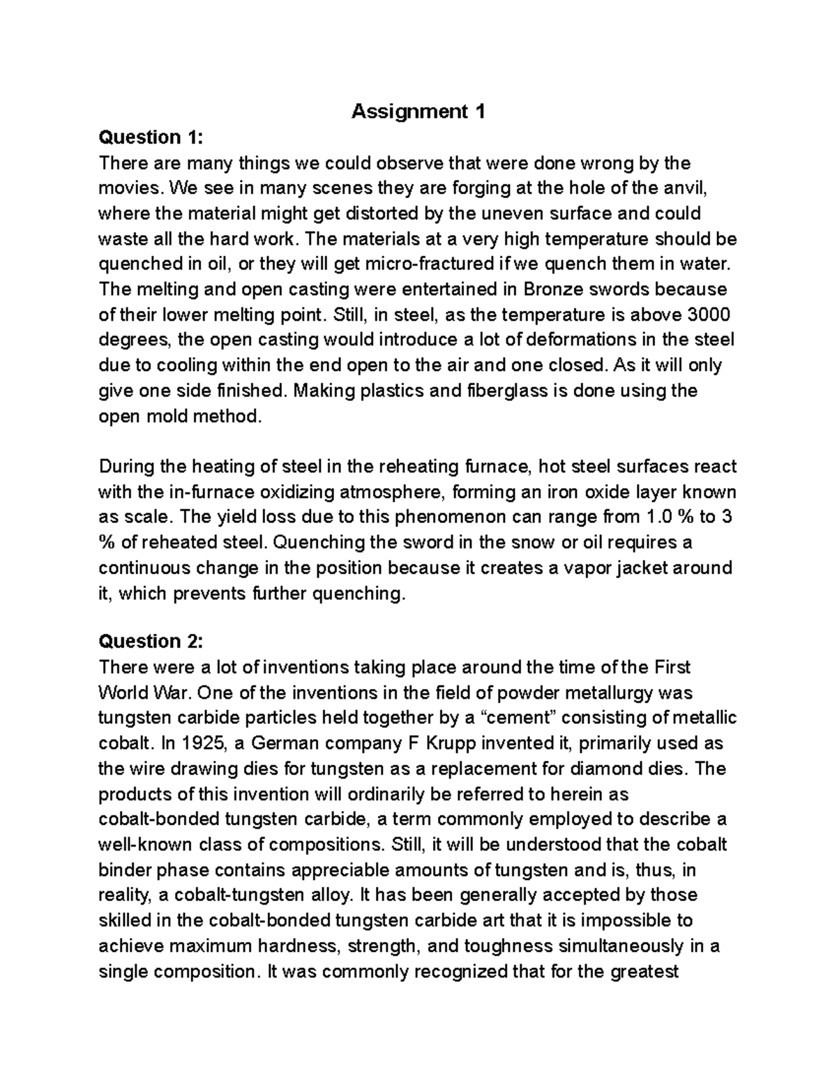 MSE305 - This was a small assignment given to us. - Assignment 1 ...