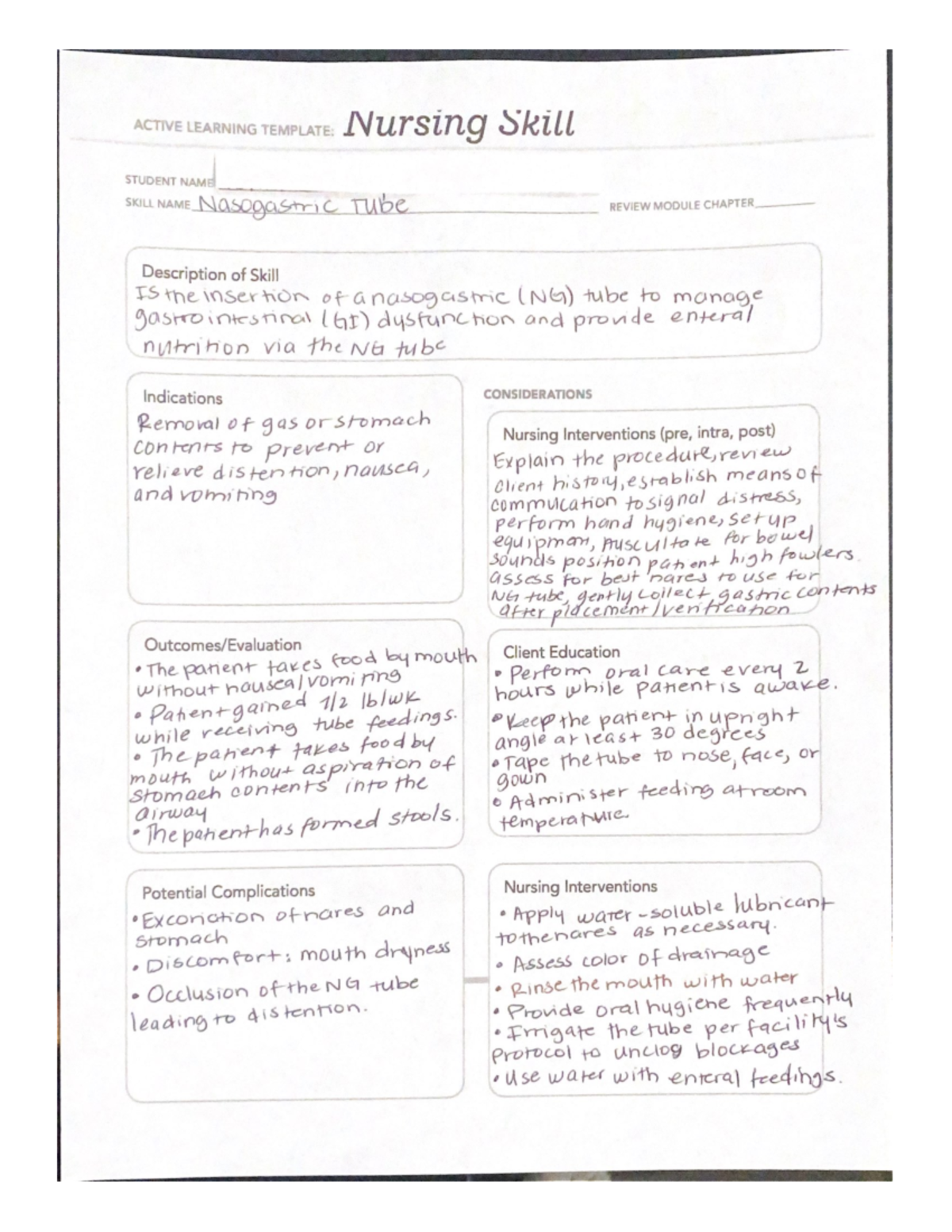 Nasogastric Tube - NUR1211 - Studocu