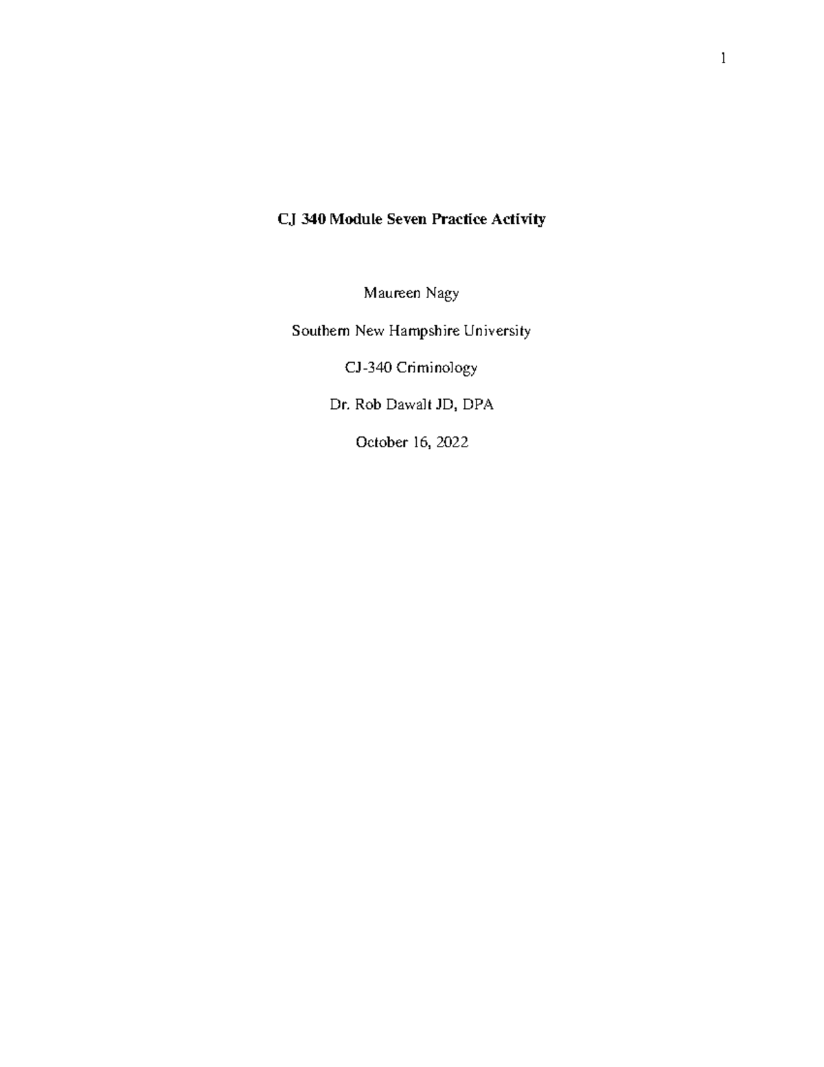 Cj 340 Module Seven Practice Activity 1 Cj 340 Module Seven