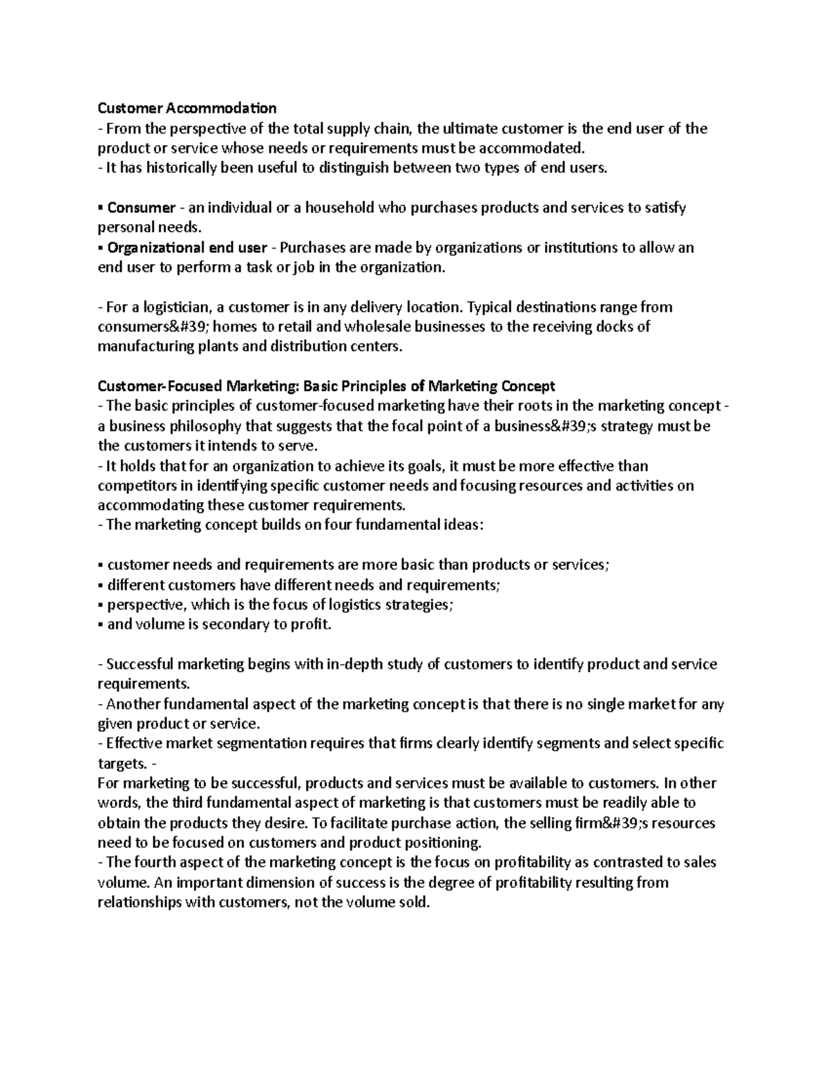 Customer Accommodation - Customer Accommodation From the perspective of ...