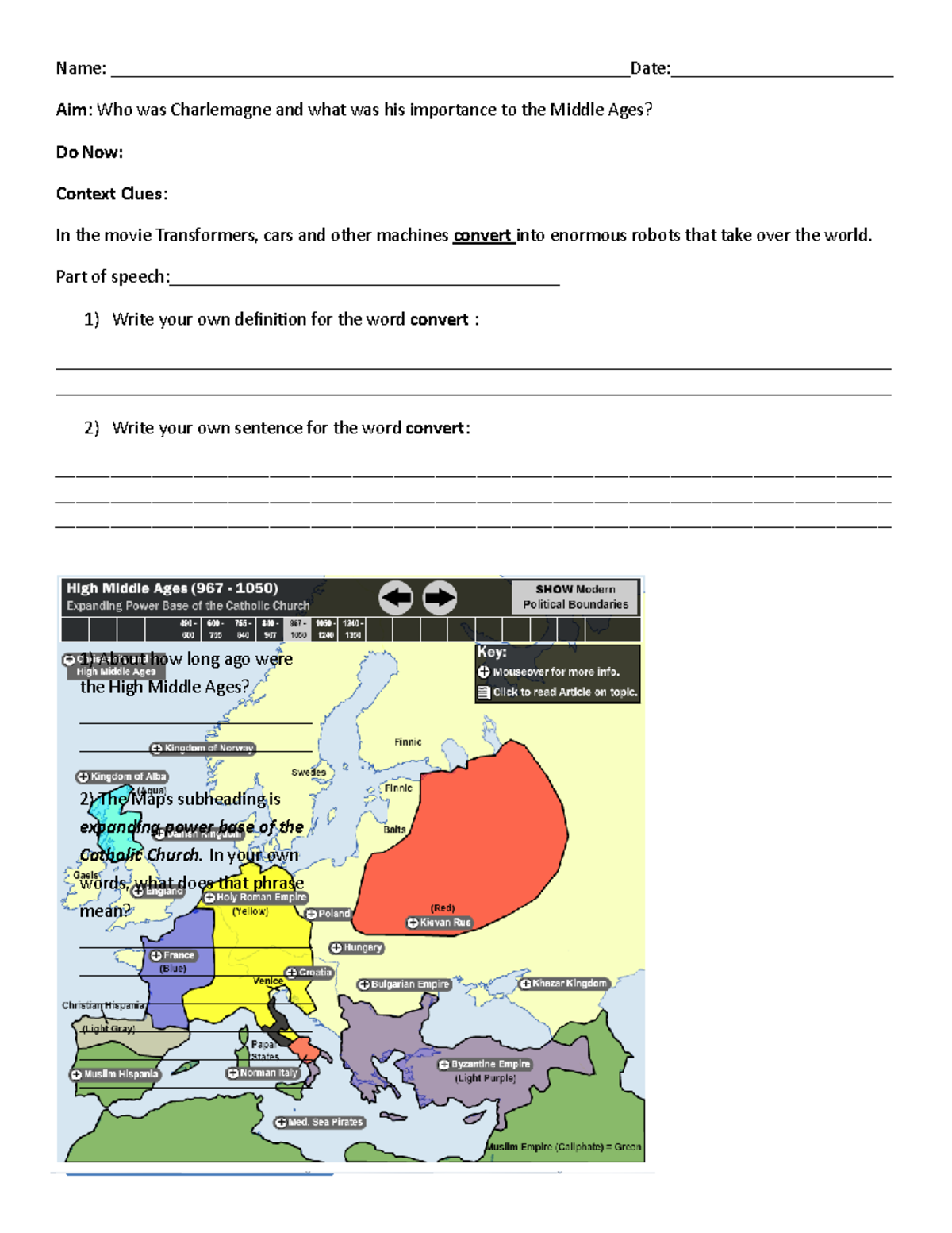 Charlemagne Duringthe Middle Ages-1 2 - Name ...