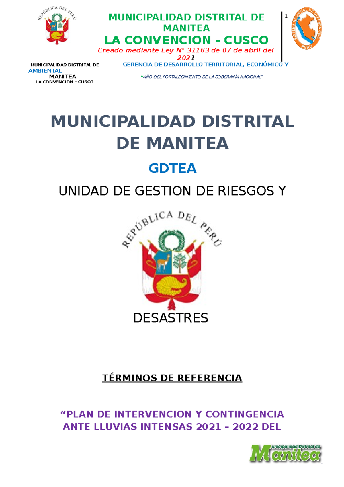 08-TDR- Ficha DE Emergencia Descolmatacion Pajonal - MUNICIPALIDAD ...