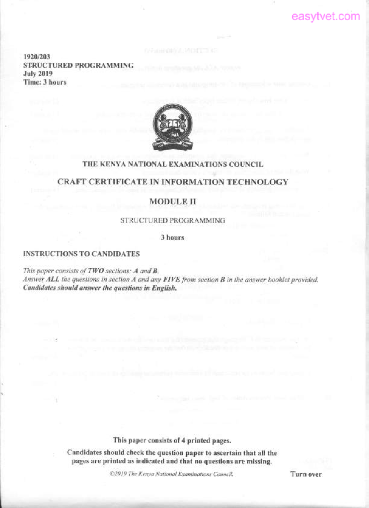 2019 july - REVISION - computer science - Studocu