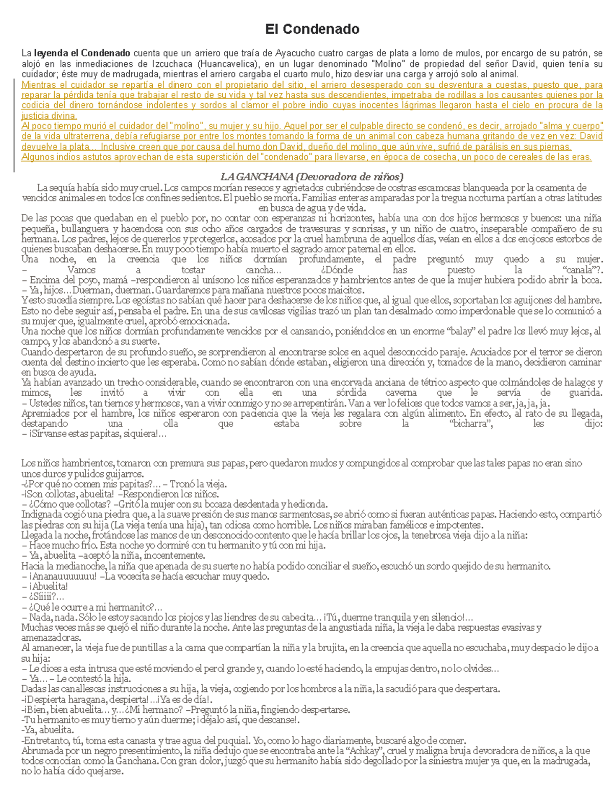 El Condenado - EXAMEN - El Condenado La leyenda el Condenado cuenta que ...