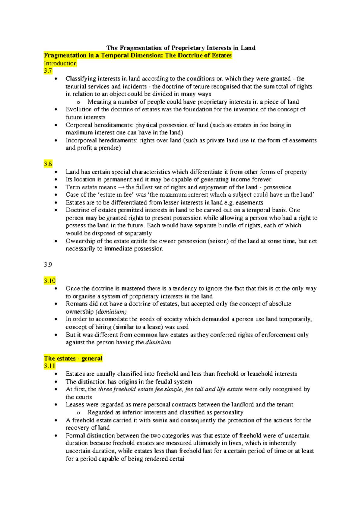 Week 2 Part 2 - Notes - The Fragmentation of Proprietary Interests in ...