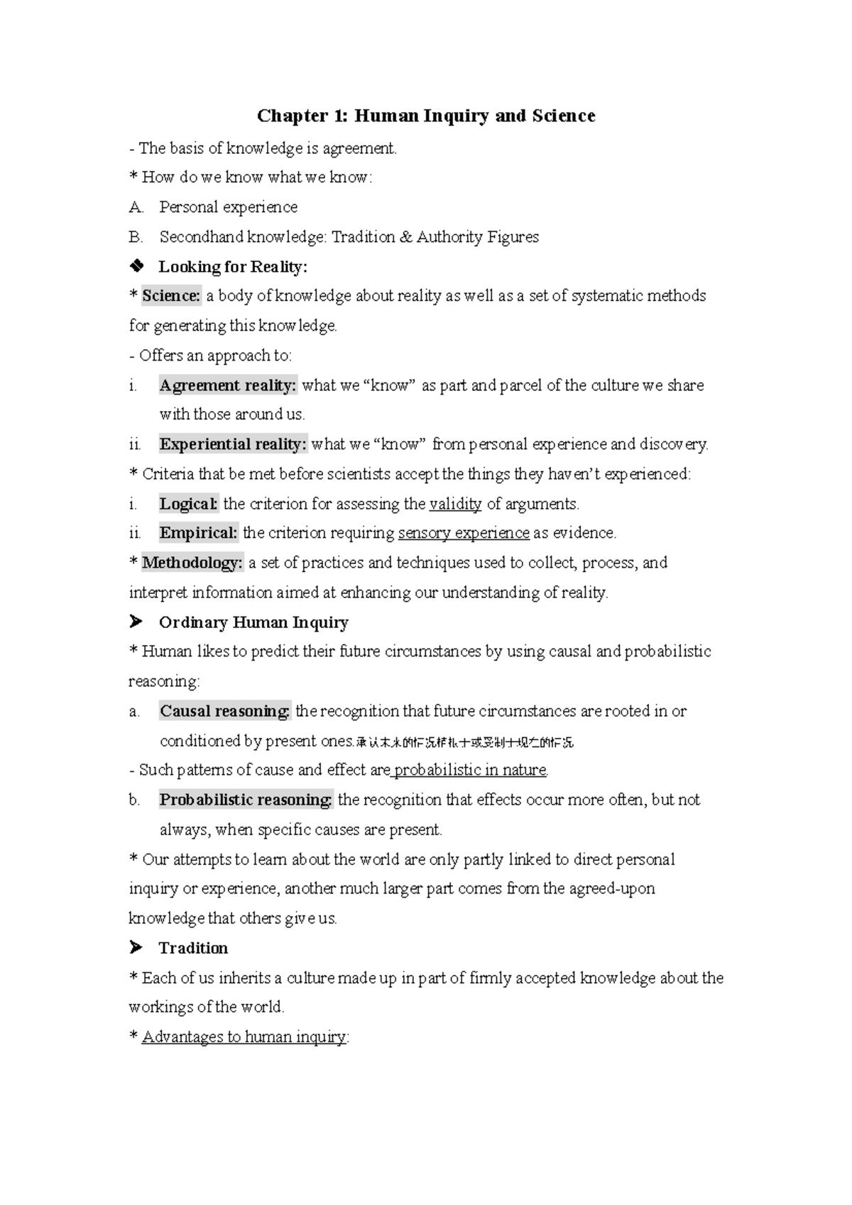 Chapter 1 - Professor: Paul Glavin - Chapter 1: Human Inquiry and ...
