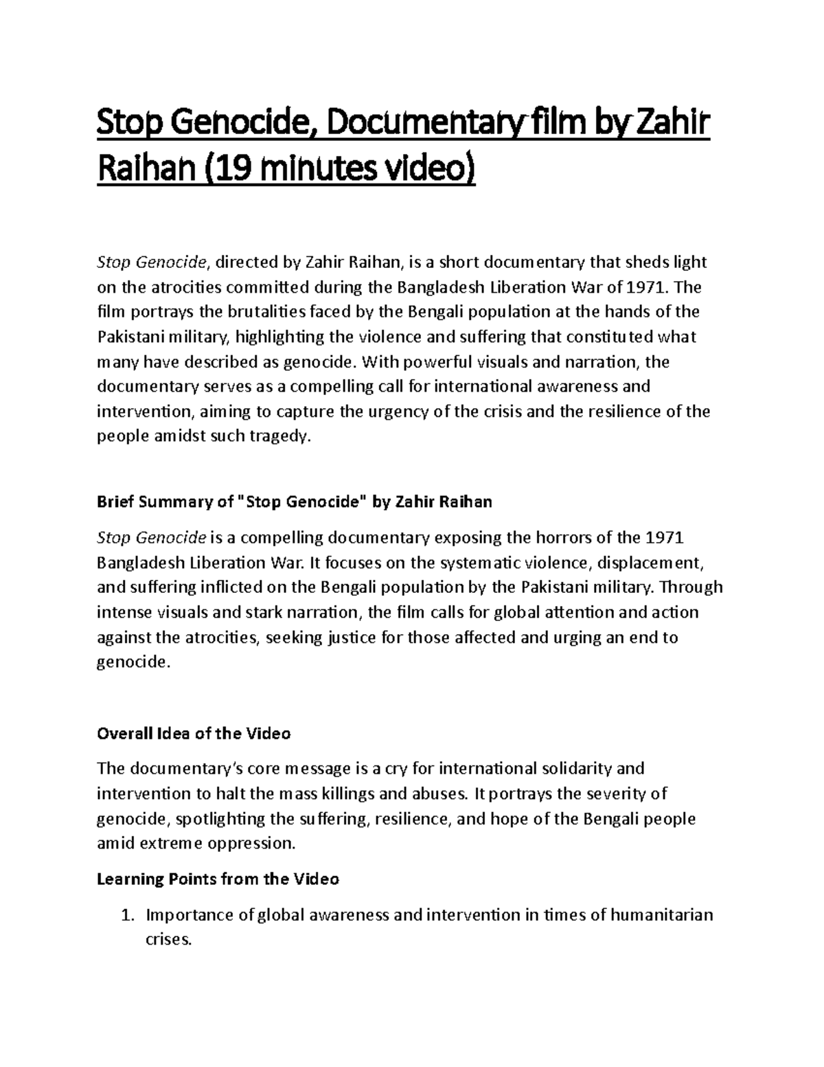 Stop Genocide - this is a pdf - Stop Genocide, Documentary film by ...