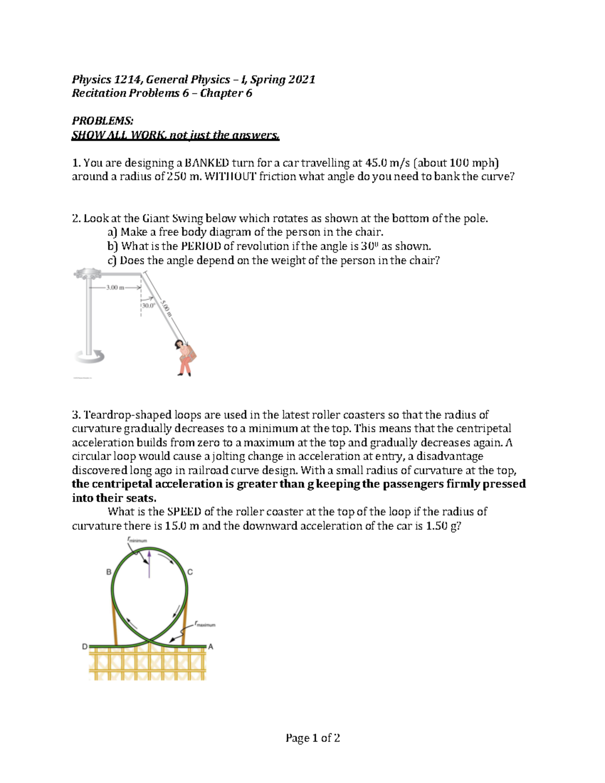 PH1214Spring 2021 Recitation Problems Ch06 - Page 1 of 2 _Physics 1214 ...