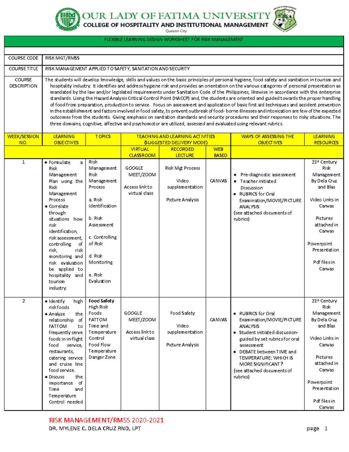 RMSS-RISK MGT Flexible Learning . PDF - RISK MANAGEMENT/RMSS 2020 ...