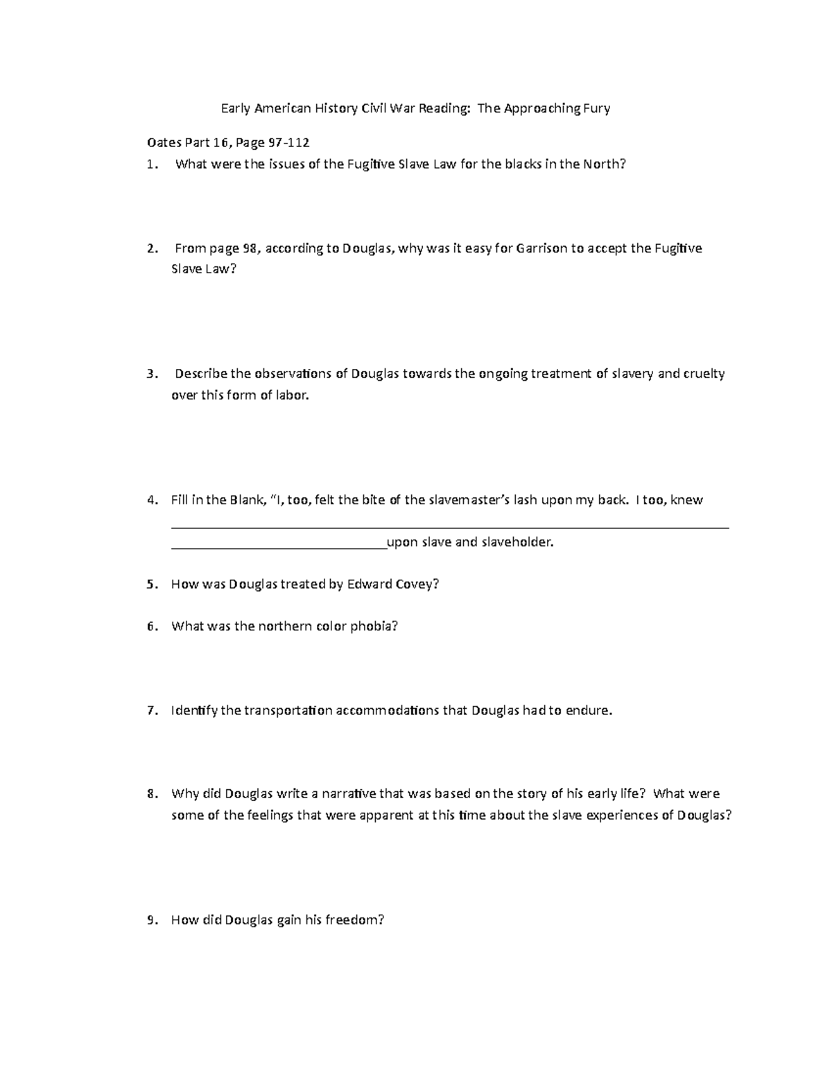 Early American History Civil War Reading pgs 97-112 - Early American ...