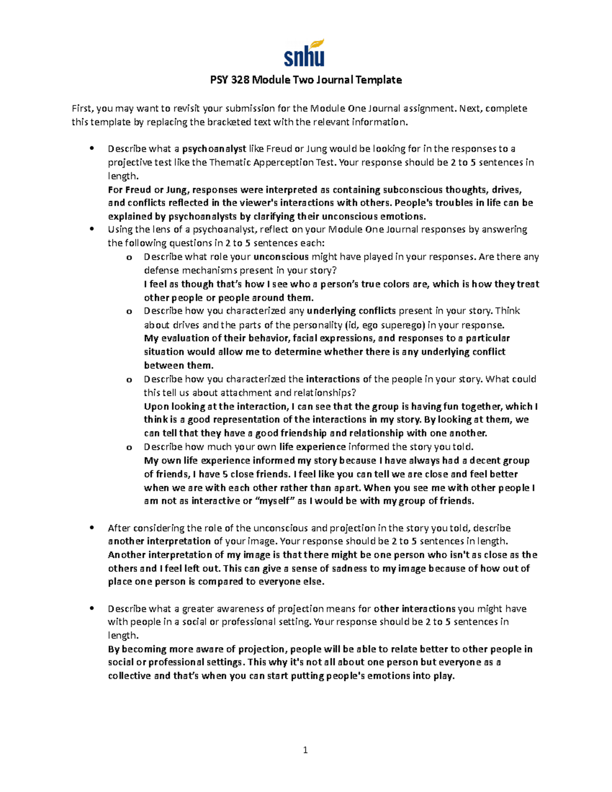 PSY 328 Module Two Journal Template - PSY 328 Module Two Journal ...