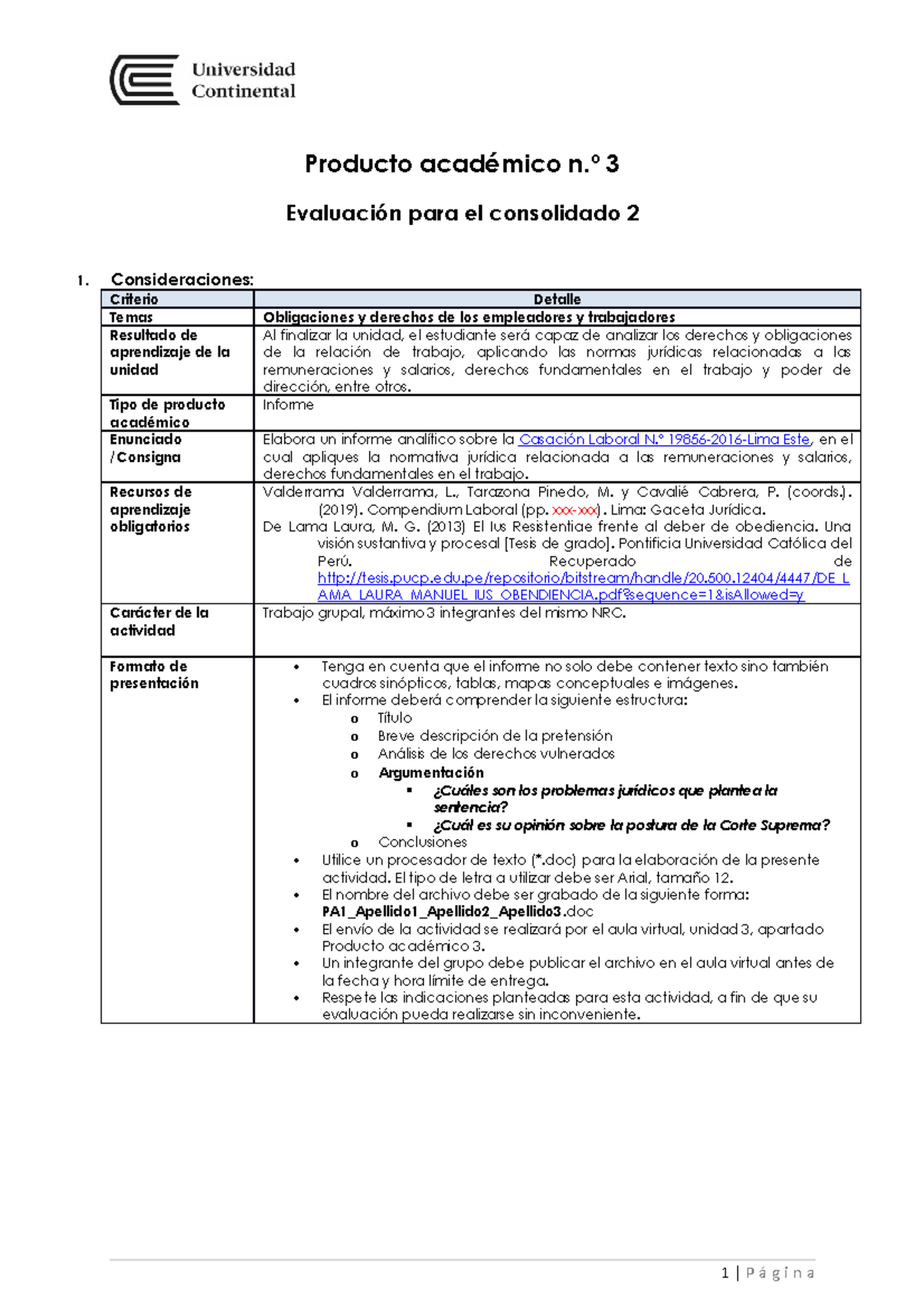 Producto académico n.º 3 (Tarea) - Producto académico n.º 3 Evaluación para el consolidado 2 1 ...