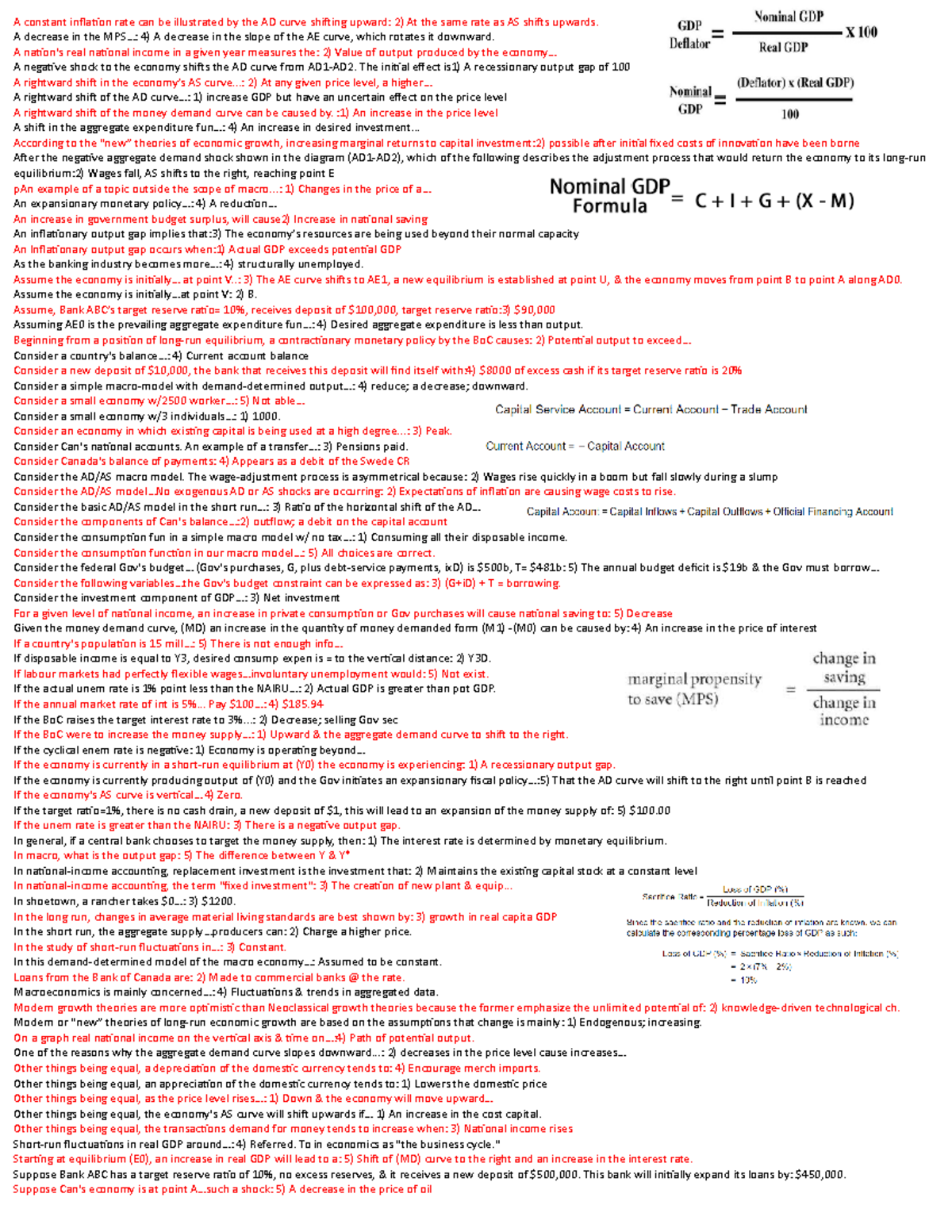 ECON Final CHeat sheet marco - A constant inflation rate can be ...
