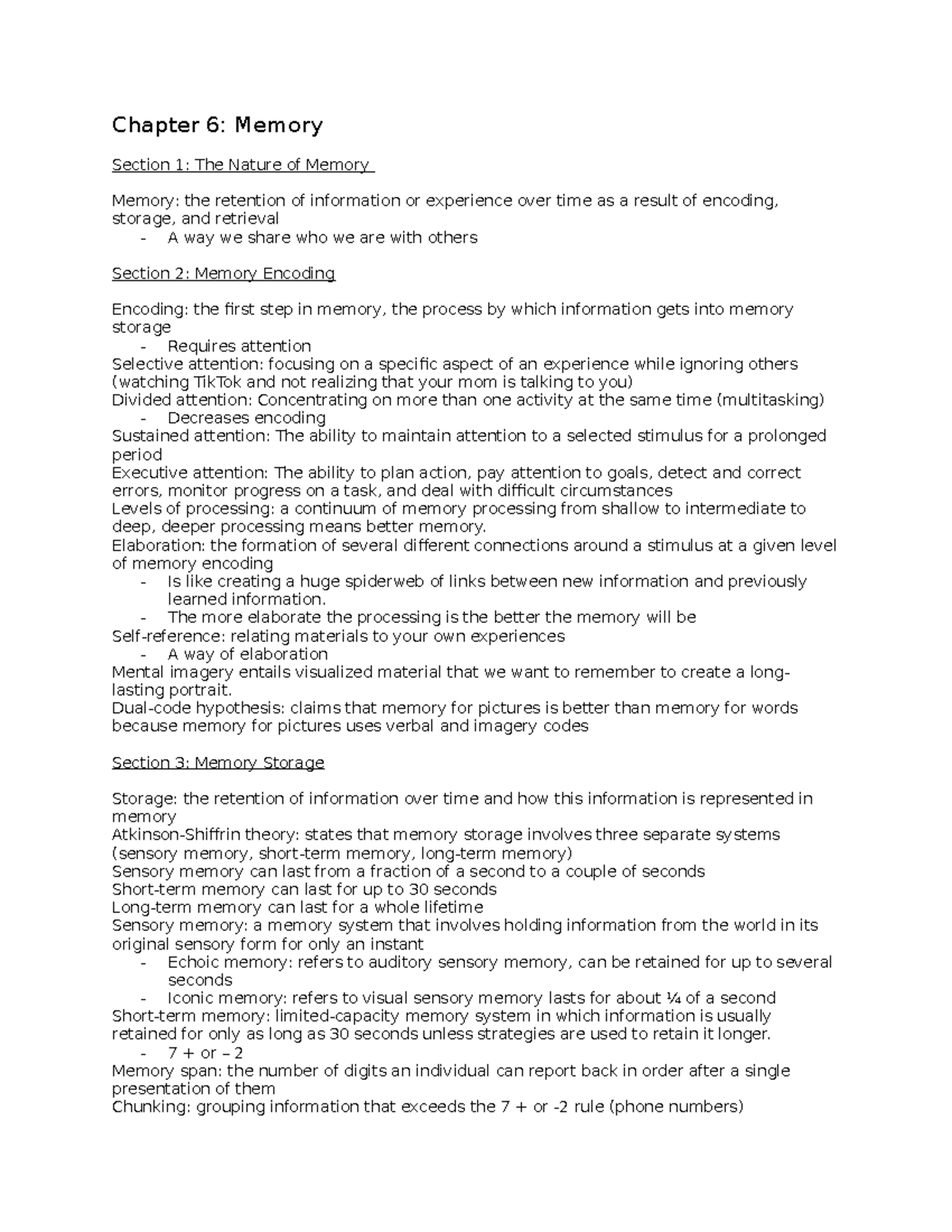 Chapter 6 - Taught by Mr. Palumbo. - Chapter 6: Memory Section 1: The Nature of Memory Memory ...