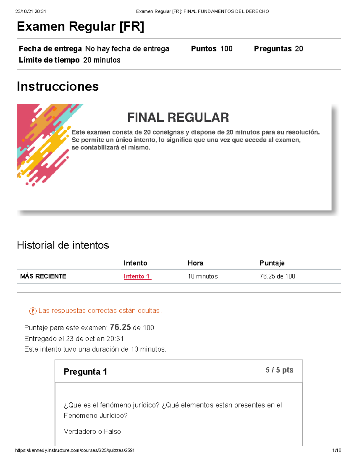 Examen Regular [FR] Final Fundamentos DEL Derecho - Examen Regular [FR ...