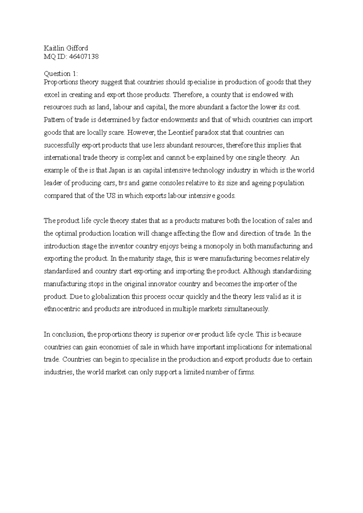 46407138 - intro to global business exam answer sheet - Kaitlin Gifford ...