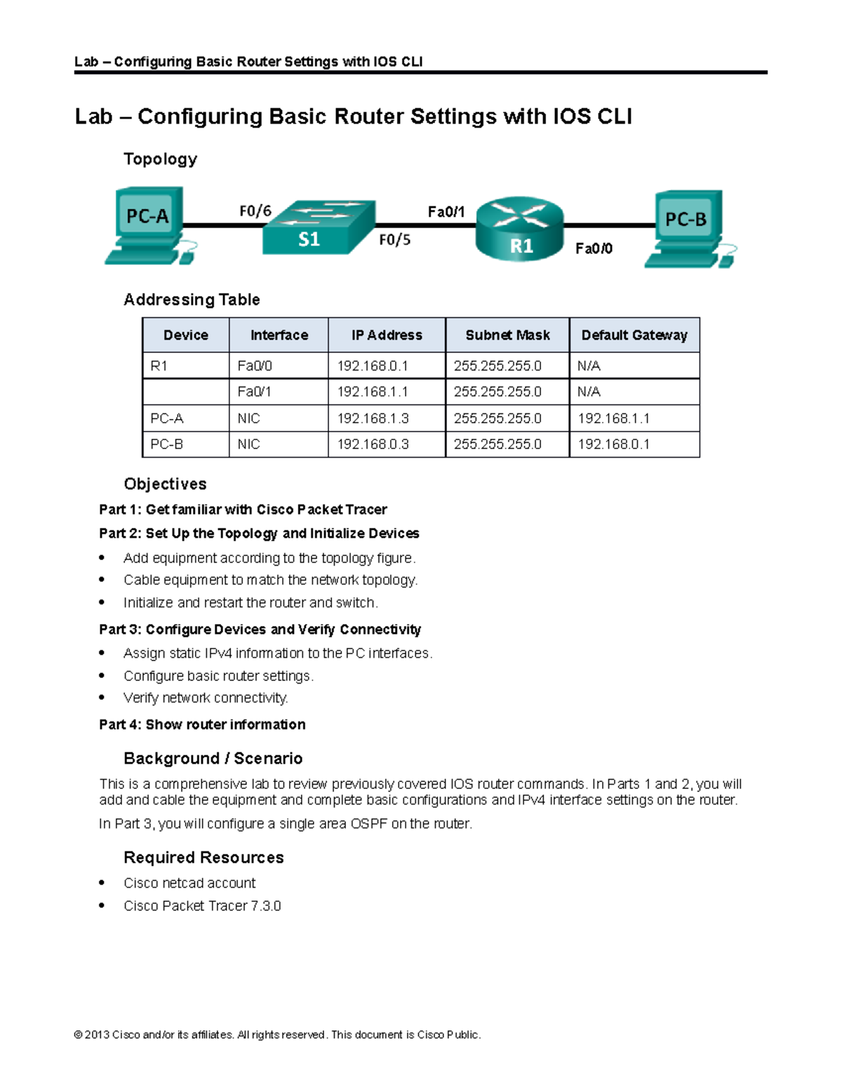Week11 Lab Build A Network With Switch And Router With Packet Tracer Lab Configuring Basic