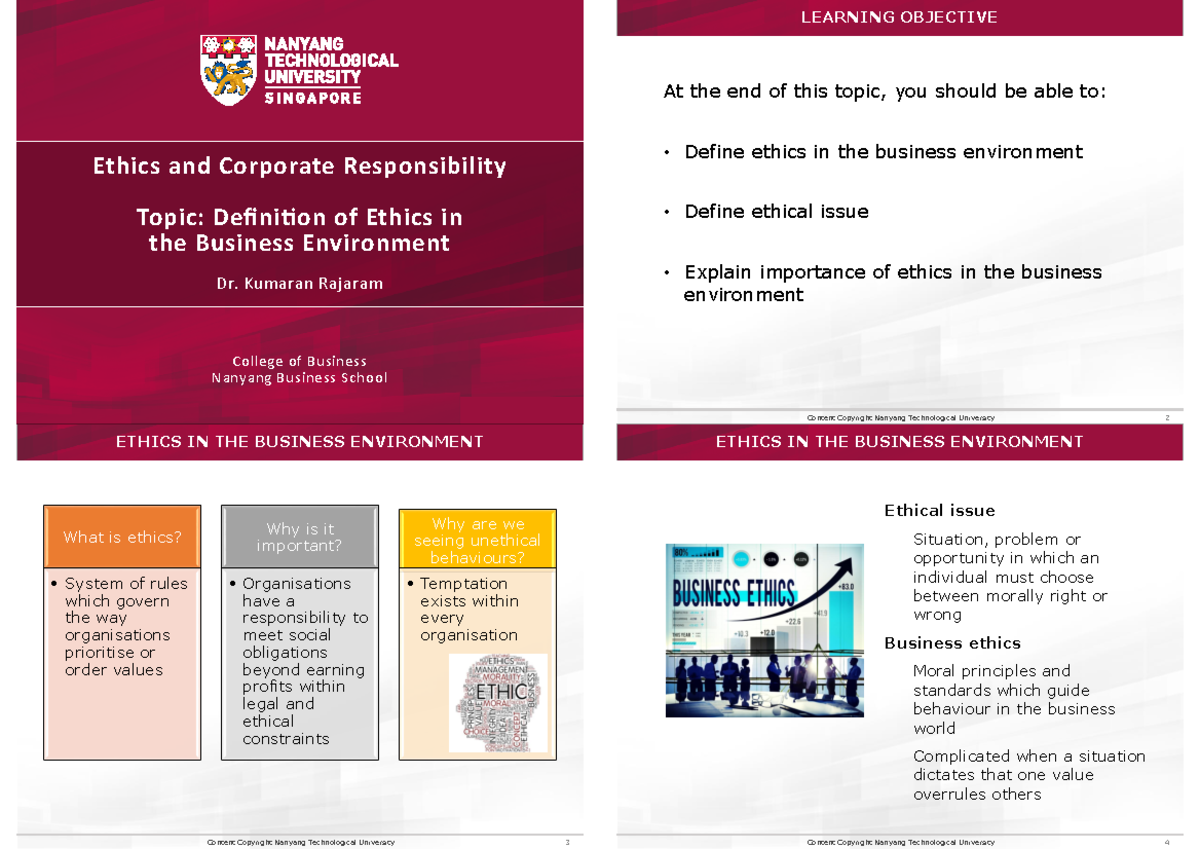 Lesson 3 - Ethics and Corporate Responsibilty - Ethics and Corporate ...